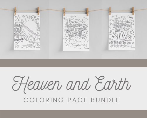 Heaven and Earth Scripture Coloring Page Bundle - Pure Joy Creative