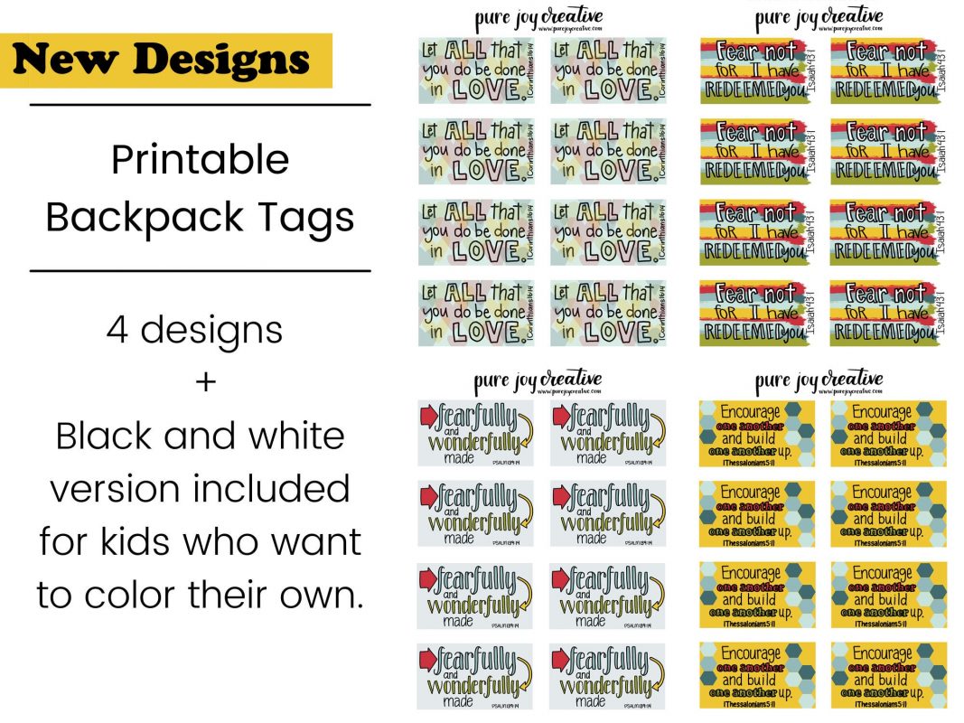 Printable Back Pack Tag - Group Printing License - Pure Joy Creative