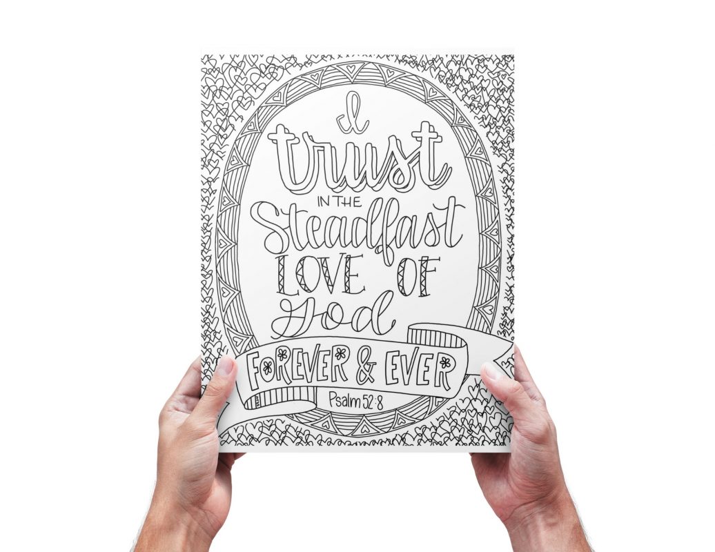 Trust in the Steadfast Love of God - Psalm 52:8 Coloring Page - Pure ...