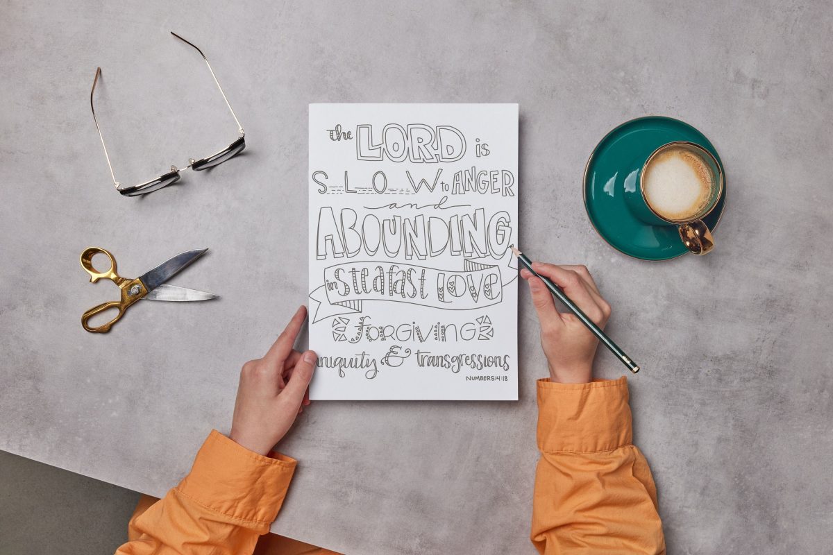 The Lord is Slow to Anger - Numbers 14:18 Coloring Page - Pure Joy Creative